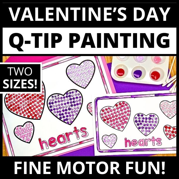 Valentine's Day Q-tip Dot Painting Sheets – Early Learning Ideas