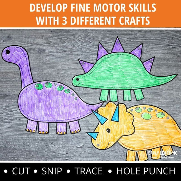 Dinosaur Fine Motor Crafts – Early Learning Ideas