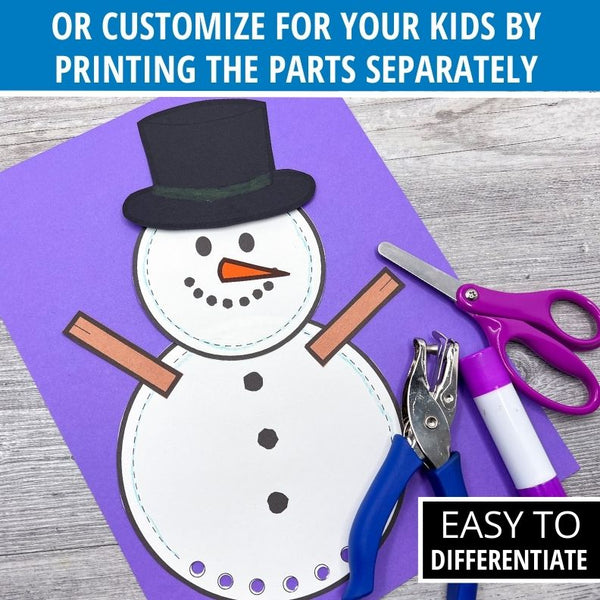 Snowman Fine Motor Craft – Early Learning Ideas