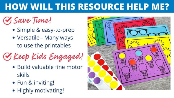 Summer Dot Sticker Fine Motor Task Cards – Early Learning Ideas