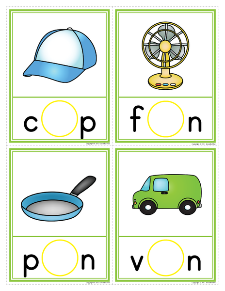 CVC Medial Sounds Clip Cards – Early Learning Ideas