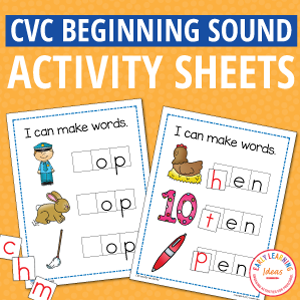 CVC Beginning Sound Make a Word Worksheets – Early Learning Ideas