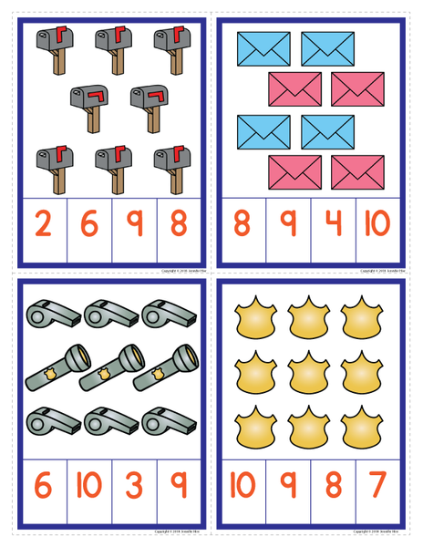 Community Helpers Counting Clip Cards – Early Learning Ideas