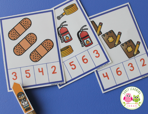 Community Helpers Counting Clip Cards – Early Learning Ideas