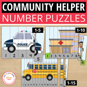 Community Helpers 1-15 Number Puzzles – Early Learning Ideas