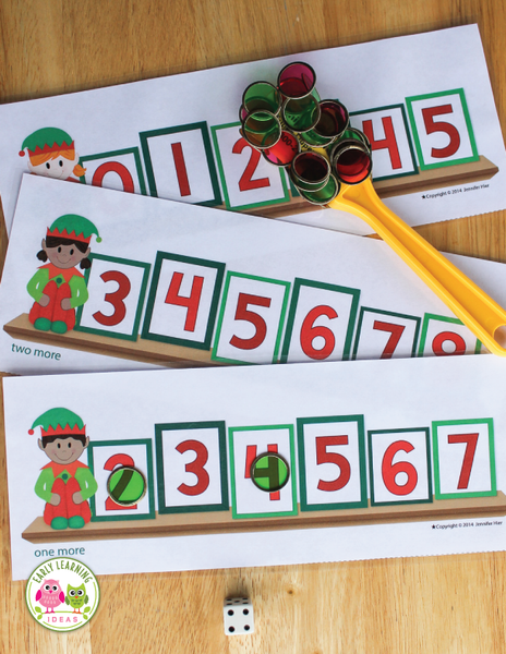 Christmas Elf Roll and Cover Math Game – Early Learning Ideas