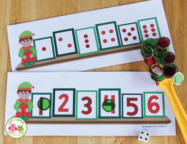 Christmas Elf Roll and Cover Math Game – Early Learning Ideas