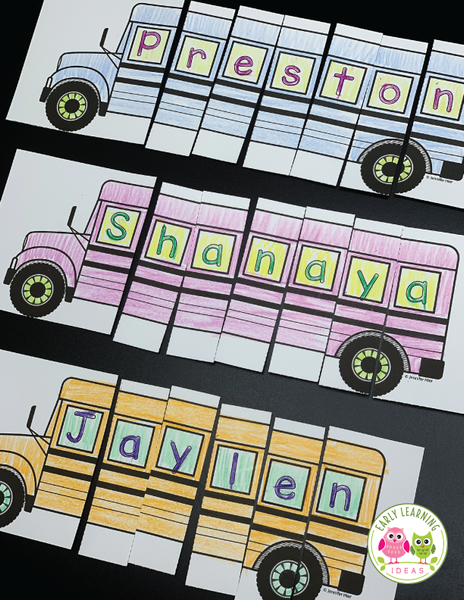 Editable Name Practice Puzzles - School Bus Puzzles – Early Learning Ideas