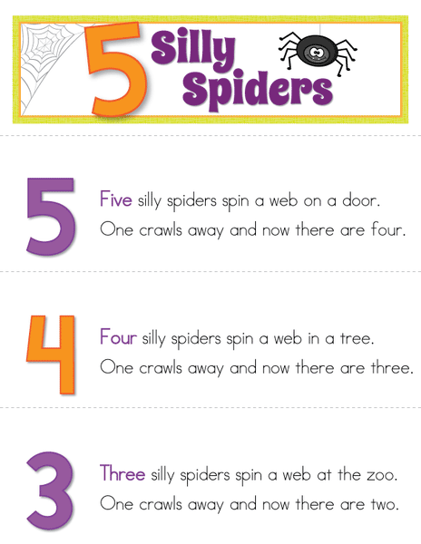 Five Silly Spiders Interactive Counting Book – Early Learning Ideas