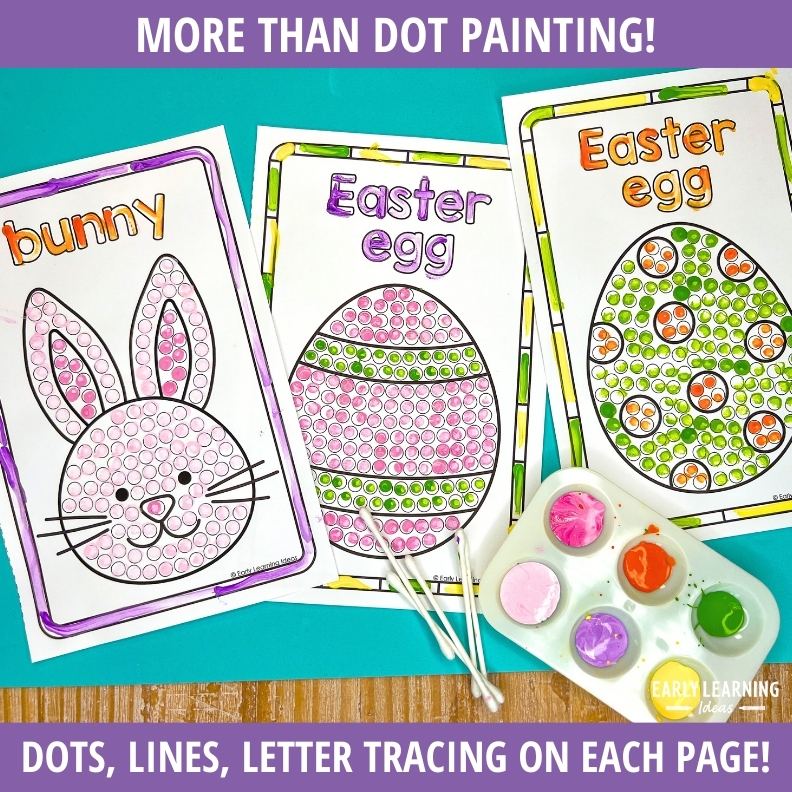 Easter Q-tip Painting Printables – Early Learning Ideas