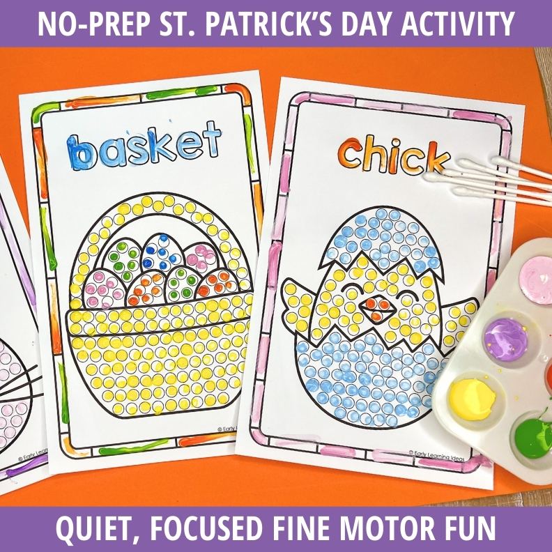 Easter Q-tip Painting Printables – Early Learning Ideas