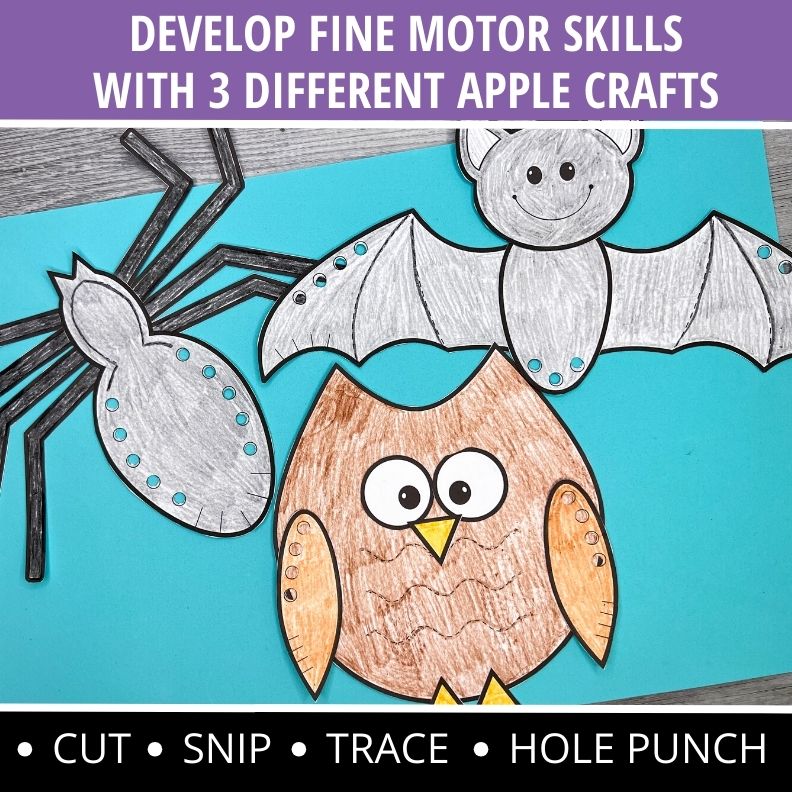 Halloween Bat Spider & Owl Fine Motor Crafts – Early Learning Ideas