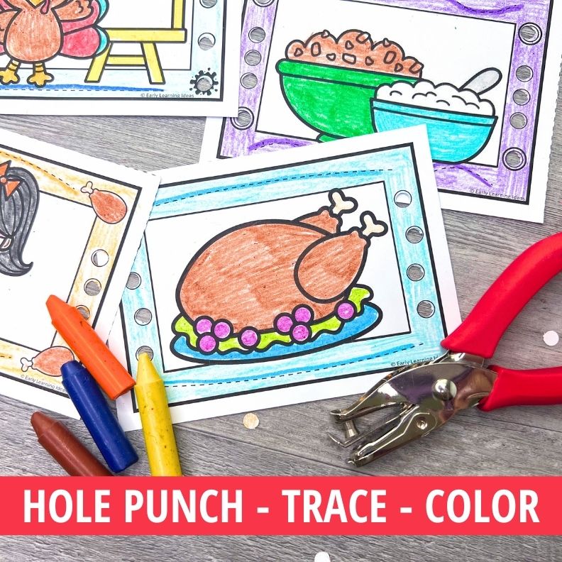 Hole Punch Task Cards - Thanksgiving – Early Learning Ideas