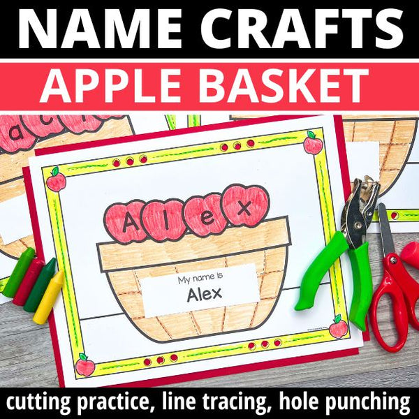Fall Apple Name Craft – Editable Fine Motor Cutting Practice Activity ...