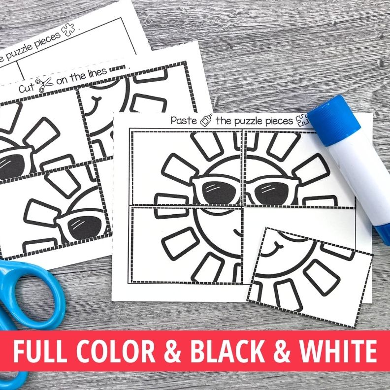 Cutting Practice Puzzles - Beach Theme – Early Learning Ideas