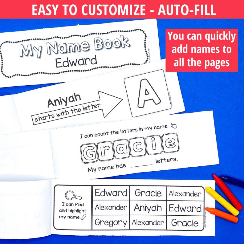 Editable Name Books – Early Learning Ideas