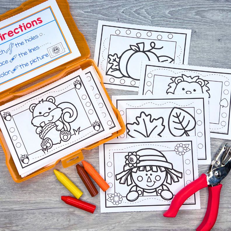 Hole Punch Task Cards - Fall – Early Learning Ideas