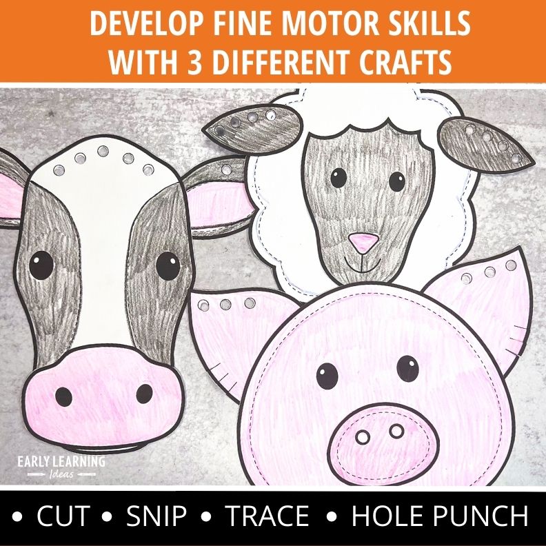 Farm Animal Crafts and Fine Motor Activities – Early Learning Ideas