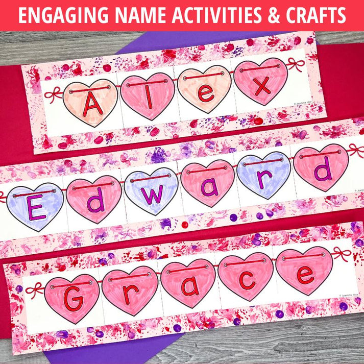 Editable Name Practice Puzzles - Heart Puzzles – Early Learning Ideas