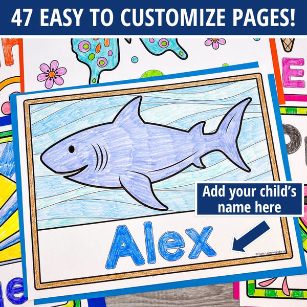 Name Art Coloring Pages Yearlong Bundle – Early Learning Ideas