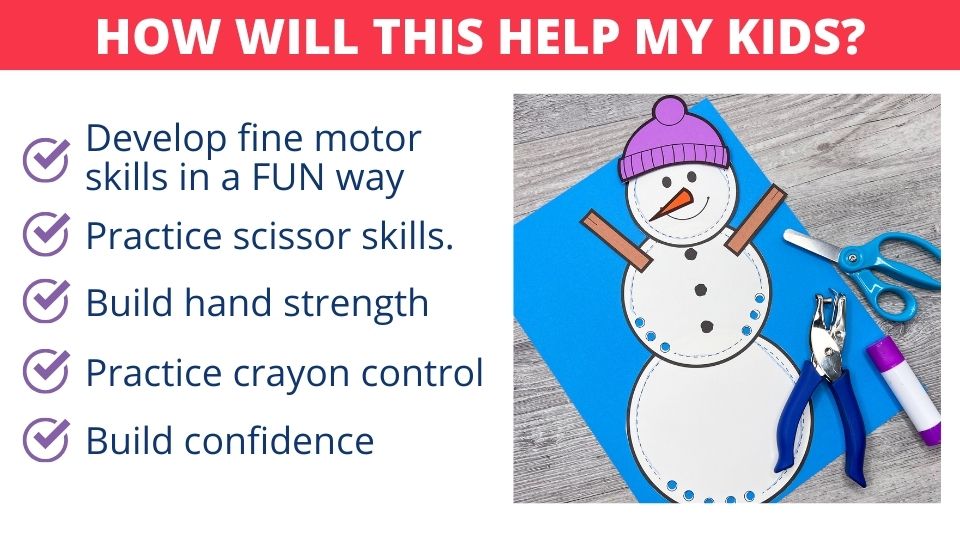 Snowman Fine Motor Craft – Early Learning Ideas