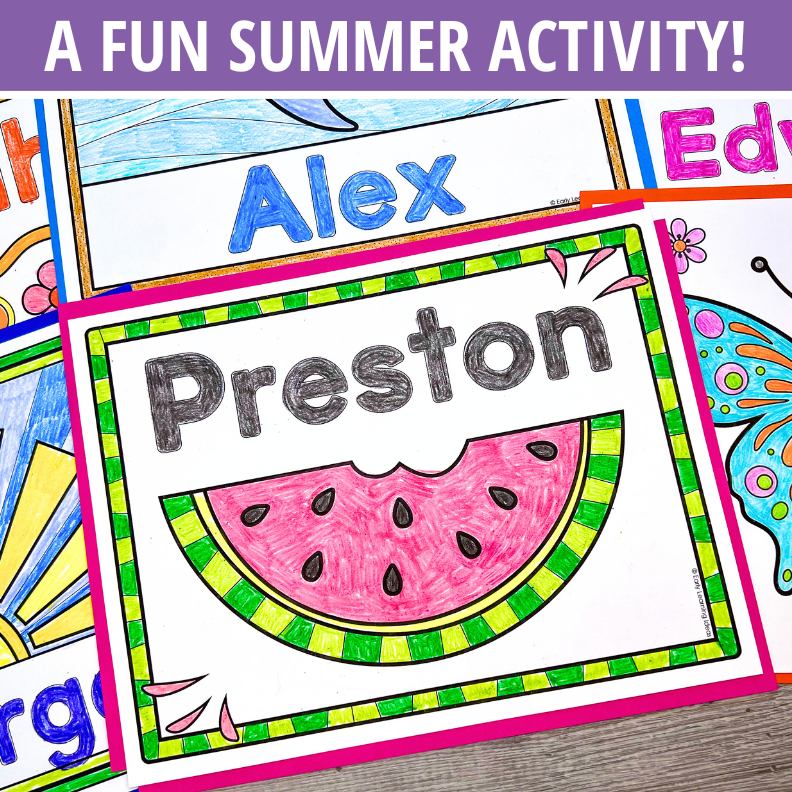 Summer Name Art Coloring Pages – Early Learning Ideas