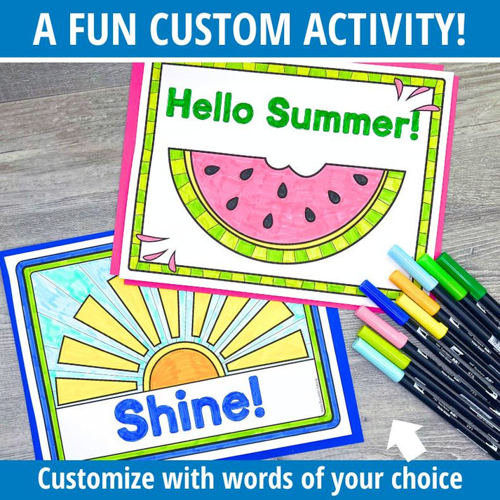 Summer Name Art Coloring Pages – Early Learning Ideas