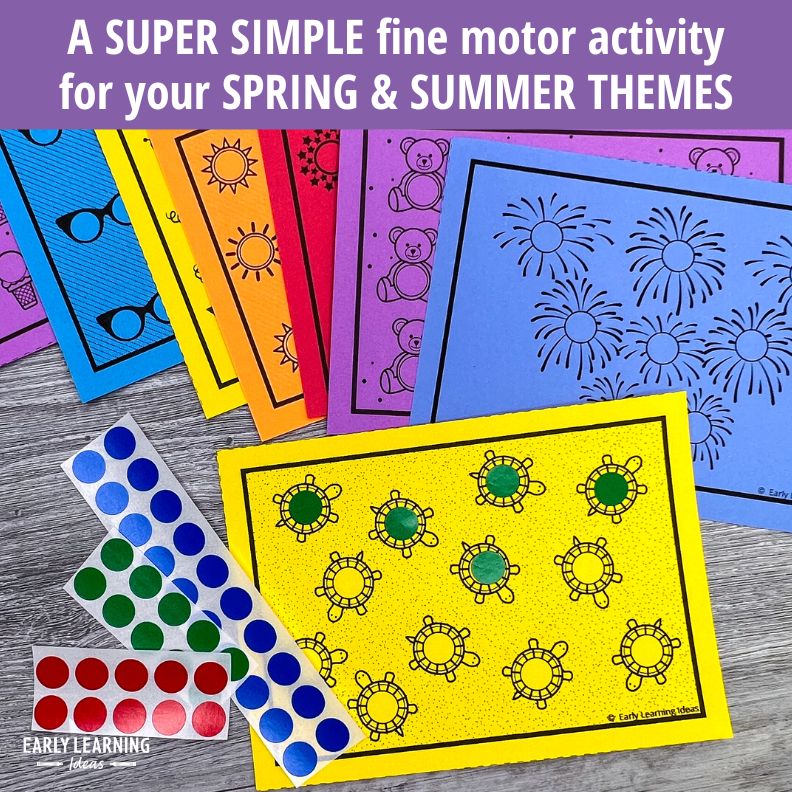 Summer Dot Sticker Fine Motor Task Cards – Early Learning Ideas