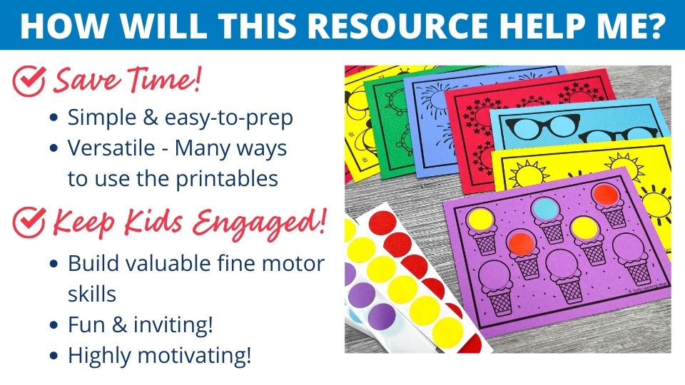 Summer Dot Sticker Fine Motor Task Cards – Early Learning Ideas