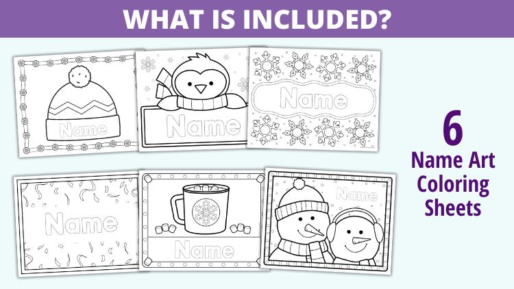 Winter Name Coloring Sheets – Early Learning Ideas