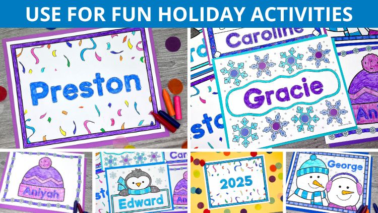 Winter Name Coloring Sheets – Early Learning Ideas