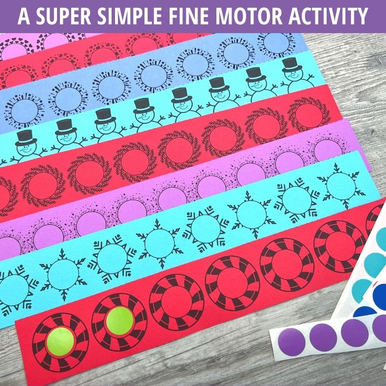Winter Dot Sticker FIne Motor Activity Strips – Early Learning Ideas