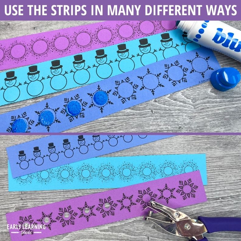 Winter Dot Sticker FIne Motor Activity Strips – Early Learning Ideas