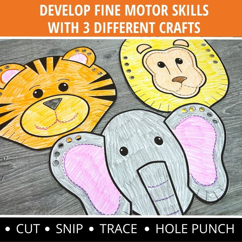 Zoo Animal Fine Motor Craft Activities – Early Learning Ideas