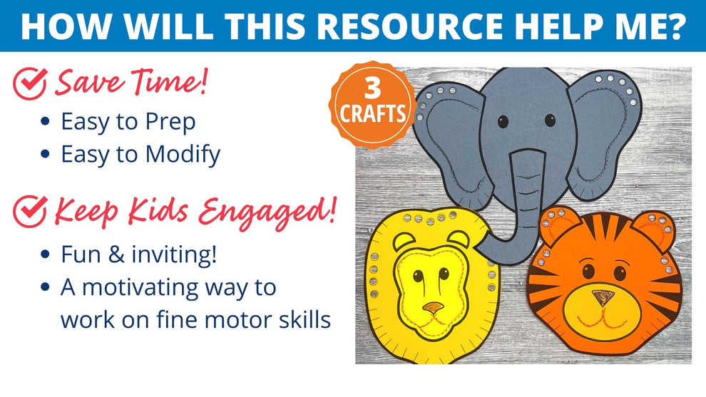 Zoo Animal Fine Motor Craft Activities – Early Learning Ideas