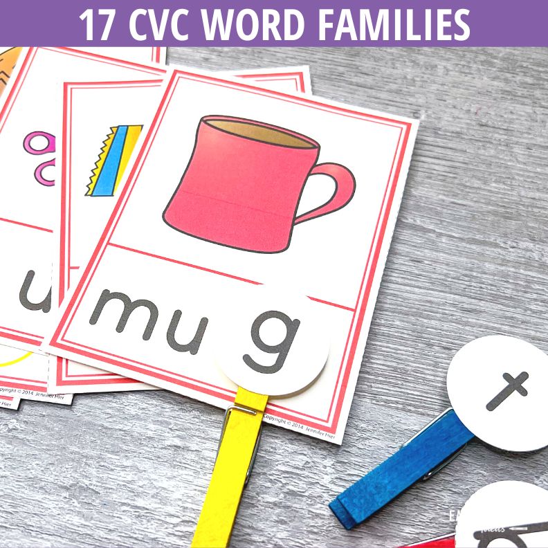 CVC Ending Sound Clip Cards – Early Learning Ideas