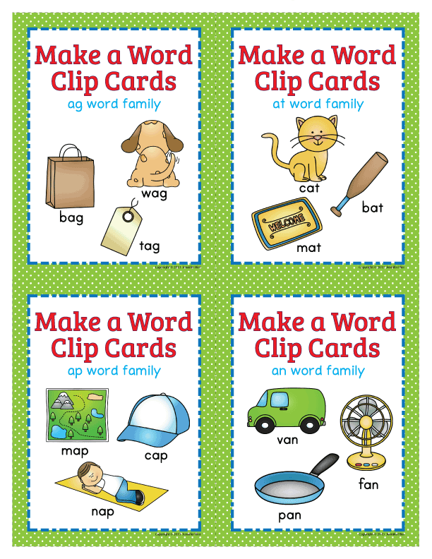 CVC Medial Sounds Clip Cards – Early Learning Ideas