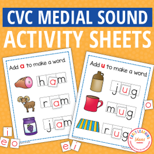 CVC Medial Sound Make a Word Worksheets – Early Learning Ideas