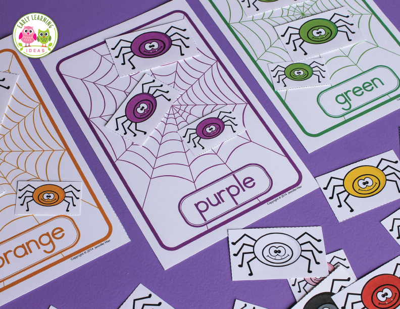 Spider Color & Size Sorting Activities – Early Learning Ideas