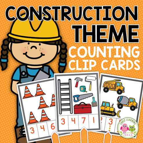 Construction Counting Clip Cards – Early Learning Ideas