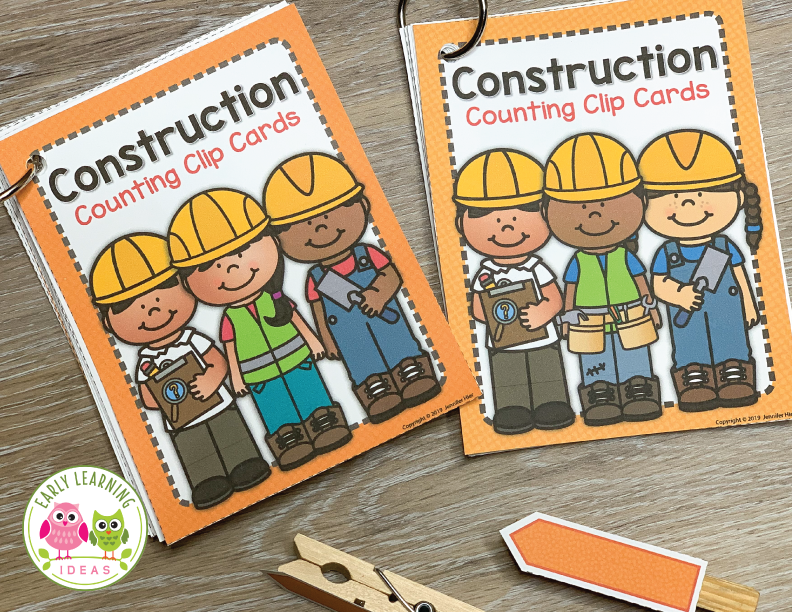 Construction Counting Clip Cards – Early Learning Ideas