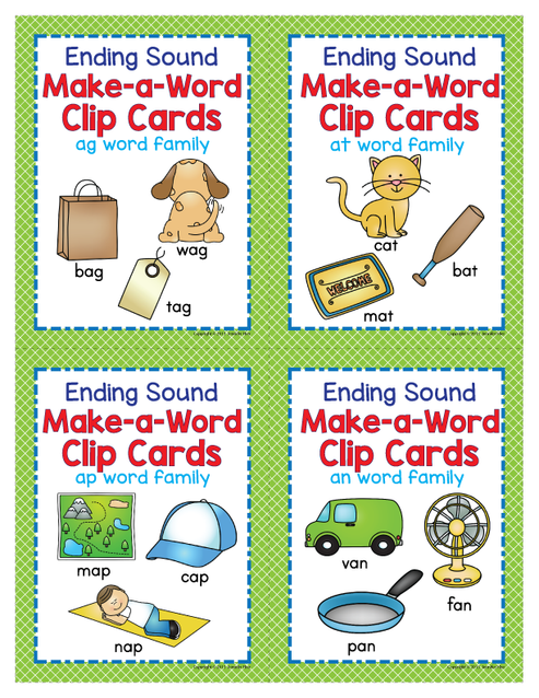CVC Ending Sound Clip Cards – Early Learning Ideas