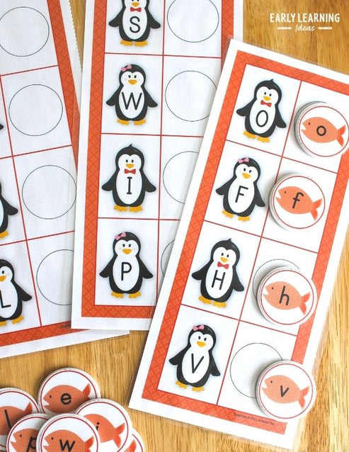 Penguin Letter Sort – Early Learning Ideas