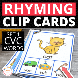 CVC Rhyming Activity Clip Cards – Early Learning Ideas