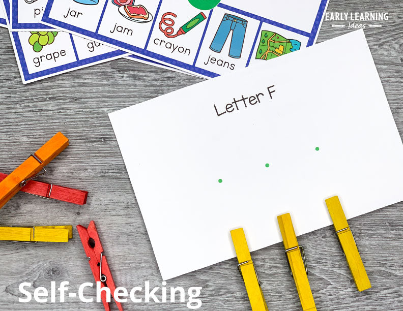 Alphabet and Beginning Sounds Clip Cards – Early Learning Ideas