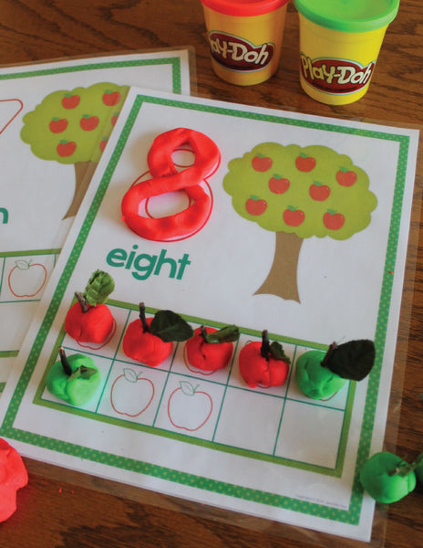 Apples Theme 0-10 Play Dough Counting Mats – Early Learning Ideas