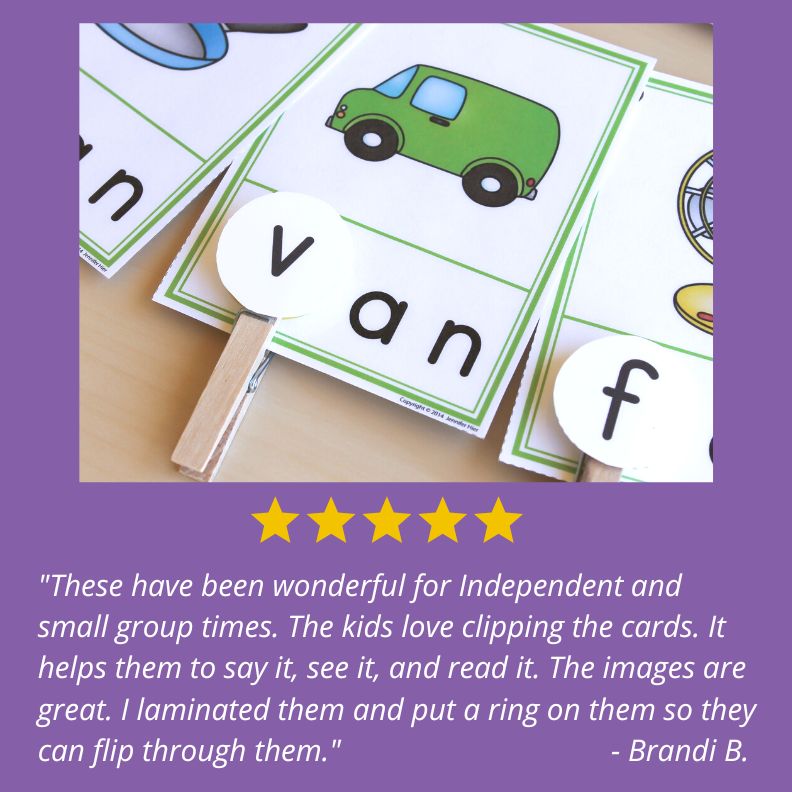 CVC Word Family Clip Card Bundle – Early Learning Ideas