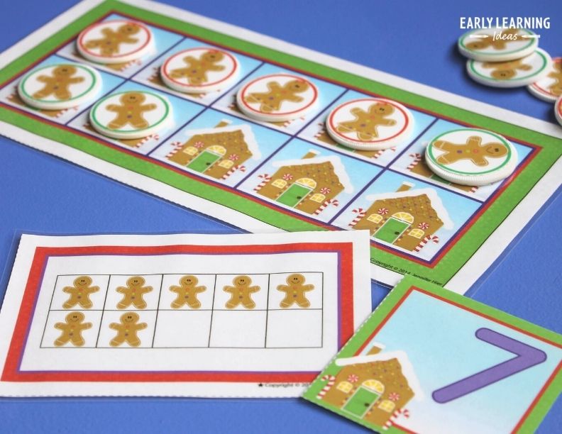 Gingerbread Man 5 & 10 Frame Math Activitiy – Early Learning Ideas