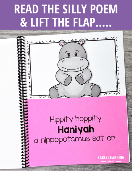 Hippo Rhyming Editable Name Book – Early Learning Ideas