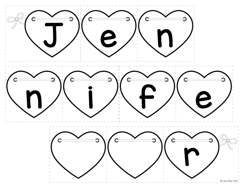 Editable Name Practice Puzzles - Heart Puzzles – Early Learning Ideas